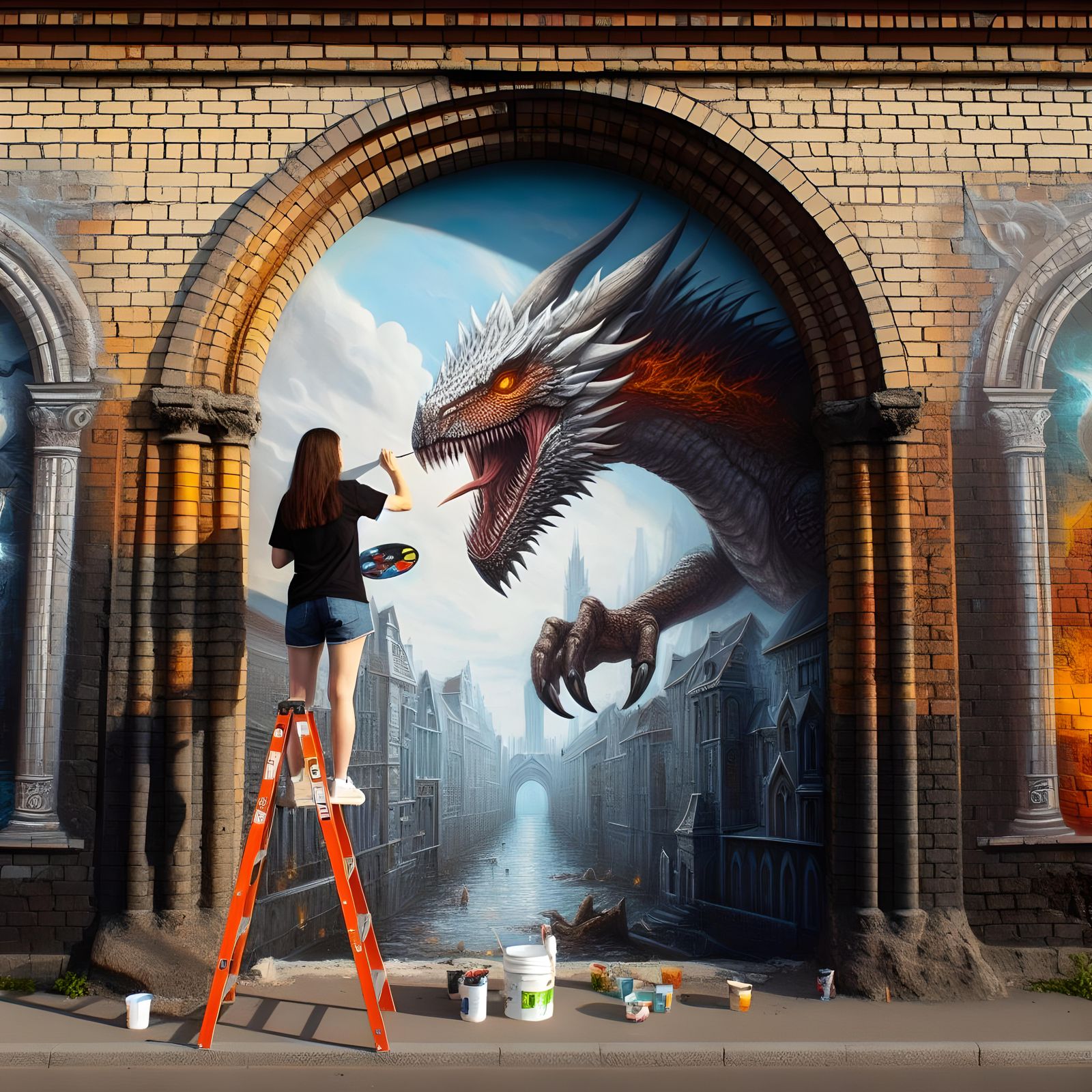 Painting Dragon Mural - AI Generated Artwork - NightCafe Creator