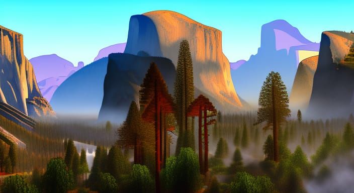 Minecraft Yosemite - AI Generated Artwork - NightCafe Creator