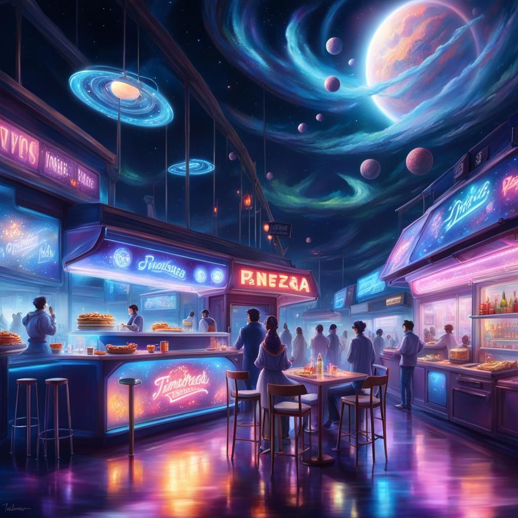 Futuristic pizzeria... - AI Generated Artwork - NightCafe Creator