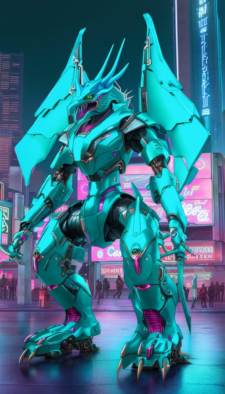 Mecha-dragon, channel logo art - AI Generated Artwork - NightCafe Creator