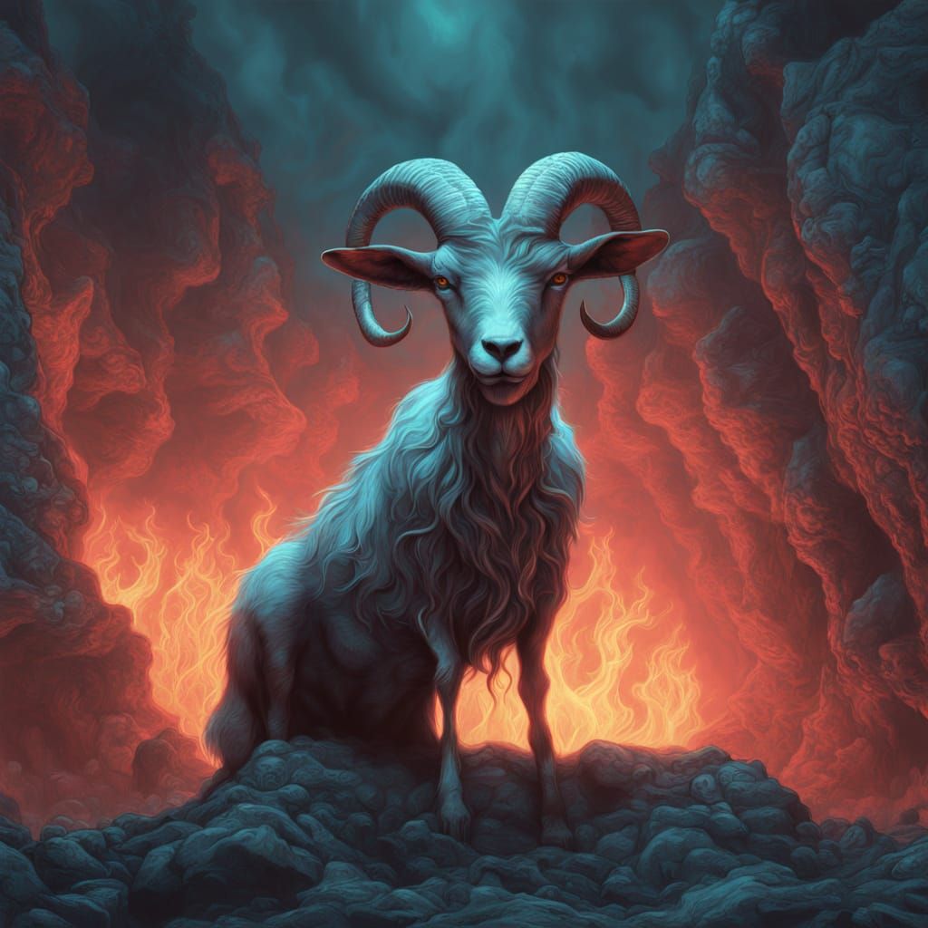 devil goat - Pastel Devil Goat in Hellish Paradise