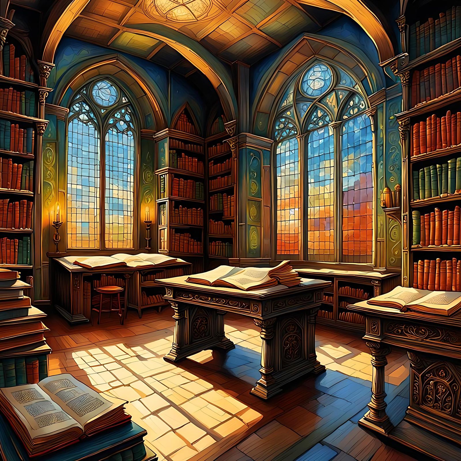 Medieval Library - AI Generated Artwork - NightCafe Creator