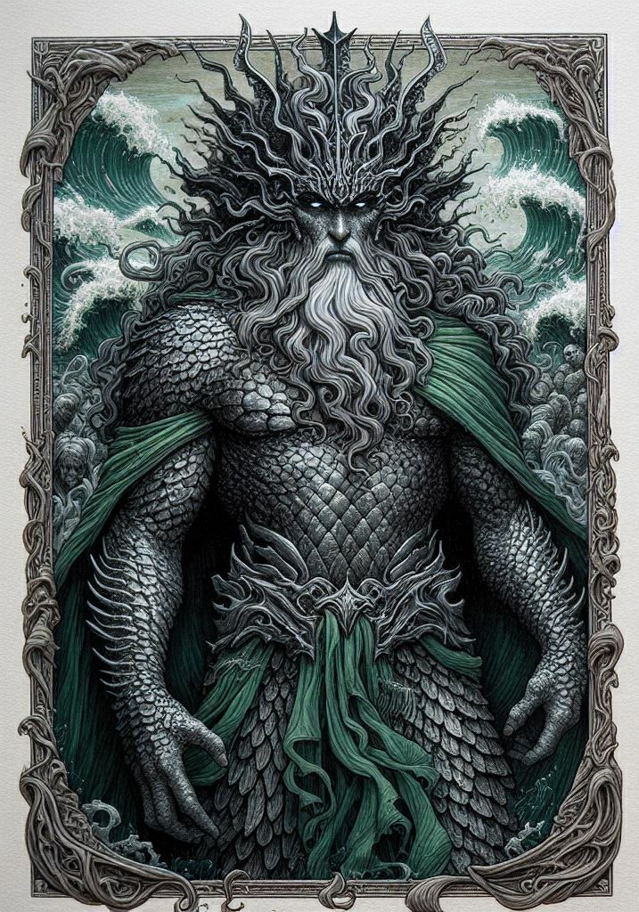 Ulmo, Vala Lord of Waters - AI Generated Artwork - NightCafe Creator