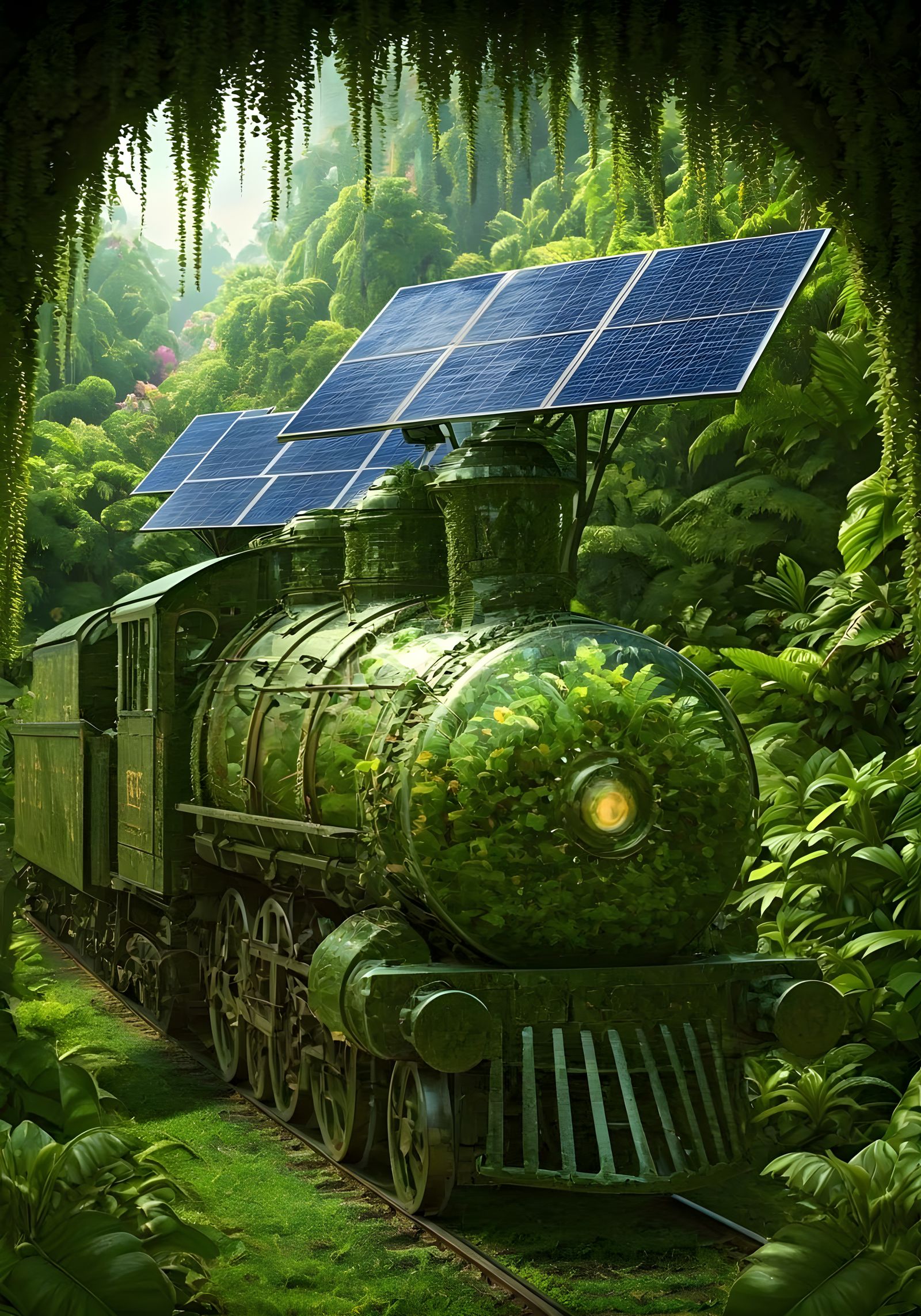 Eco-friendly train powered by solar panels