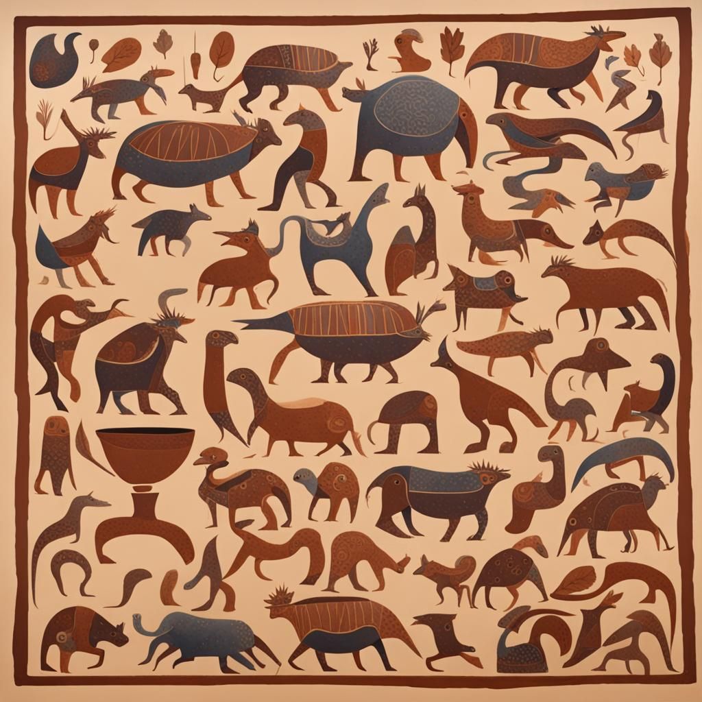 Archaic zoomorphic motifs - AI Generated Artwork - NightCafe Creator