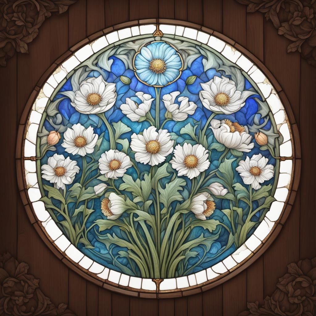 Floral Stained Glass - AI Generated Artwork - NightCafe Creator