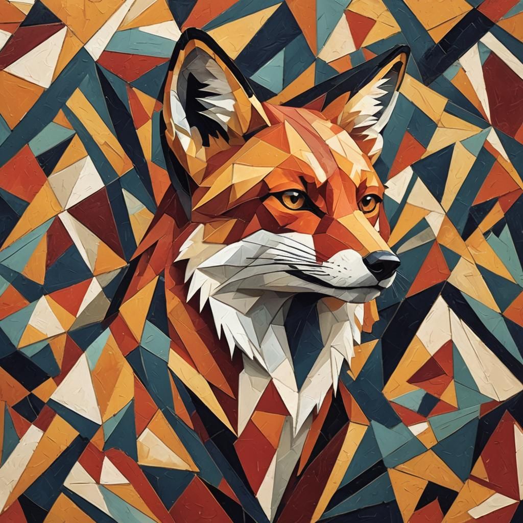 Fox Cubist Portrait - AI Generated Artwork - NightCafe Creator