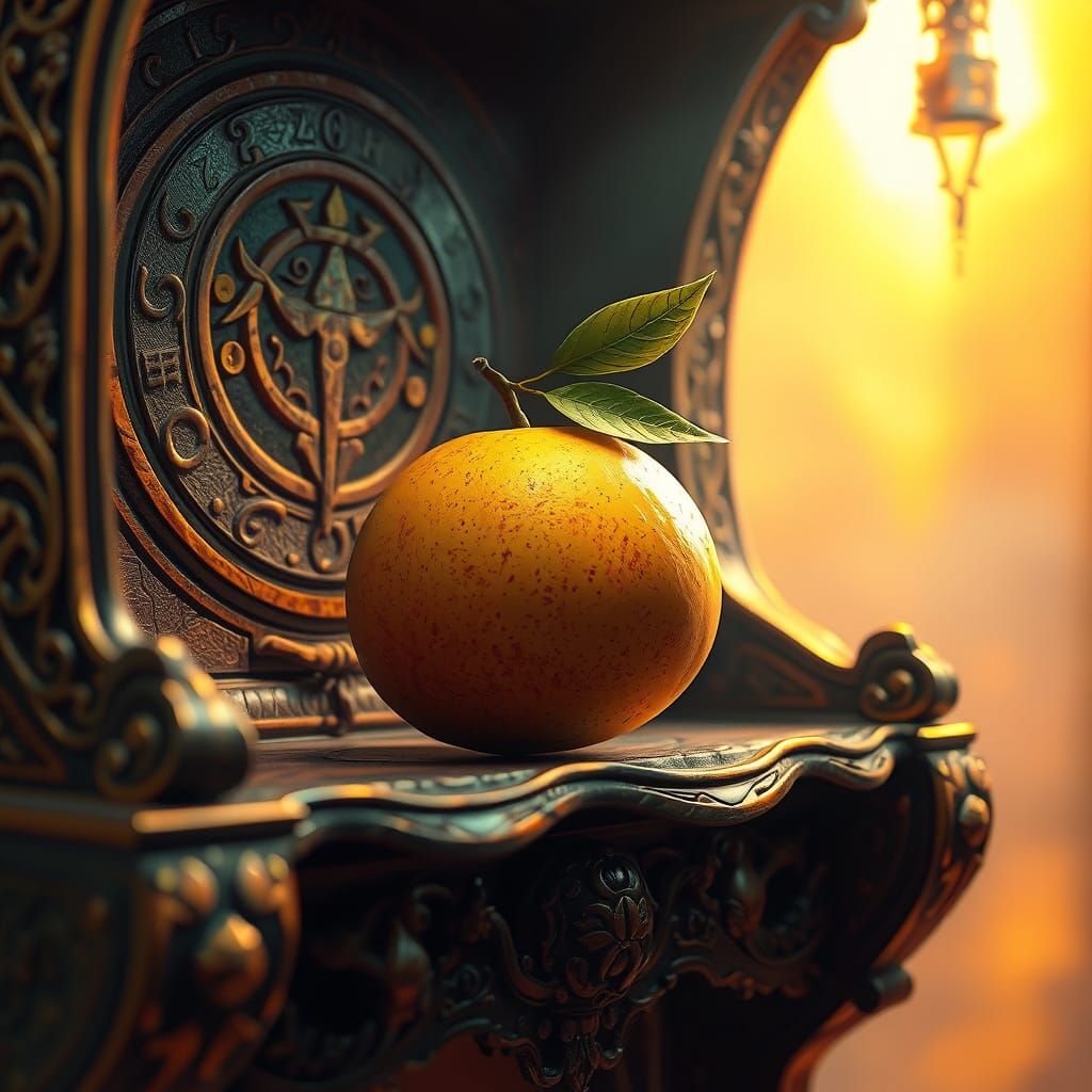 What a strange mango on the shelf - Surreal Mango on Ornate ...