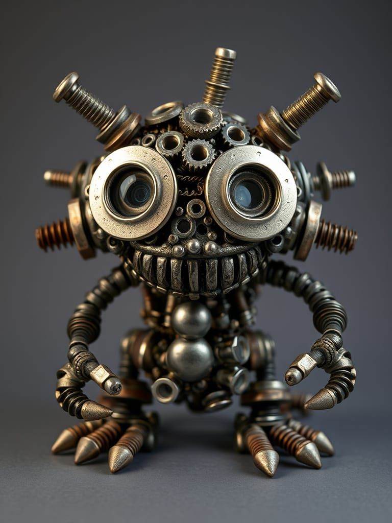 Epic Steampunk Fantasy Creature Made from Nuts and... - AI Art