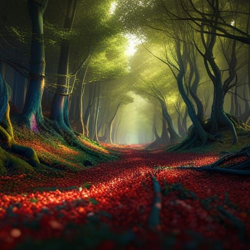 forest with trees made of bones deep color 8K resolution depth of field ...