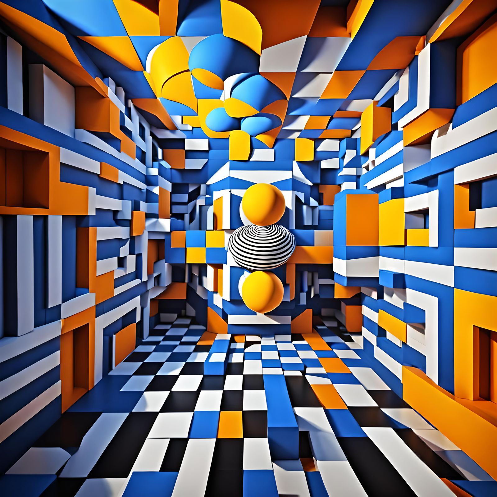 Vasarely ,Escher, organic art - AI Generated Artwork - NightCafe Creator