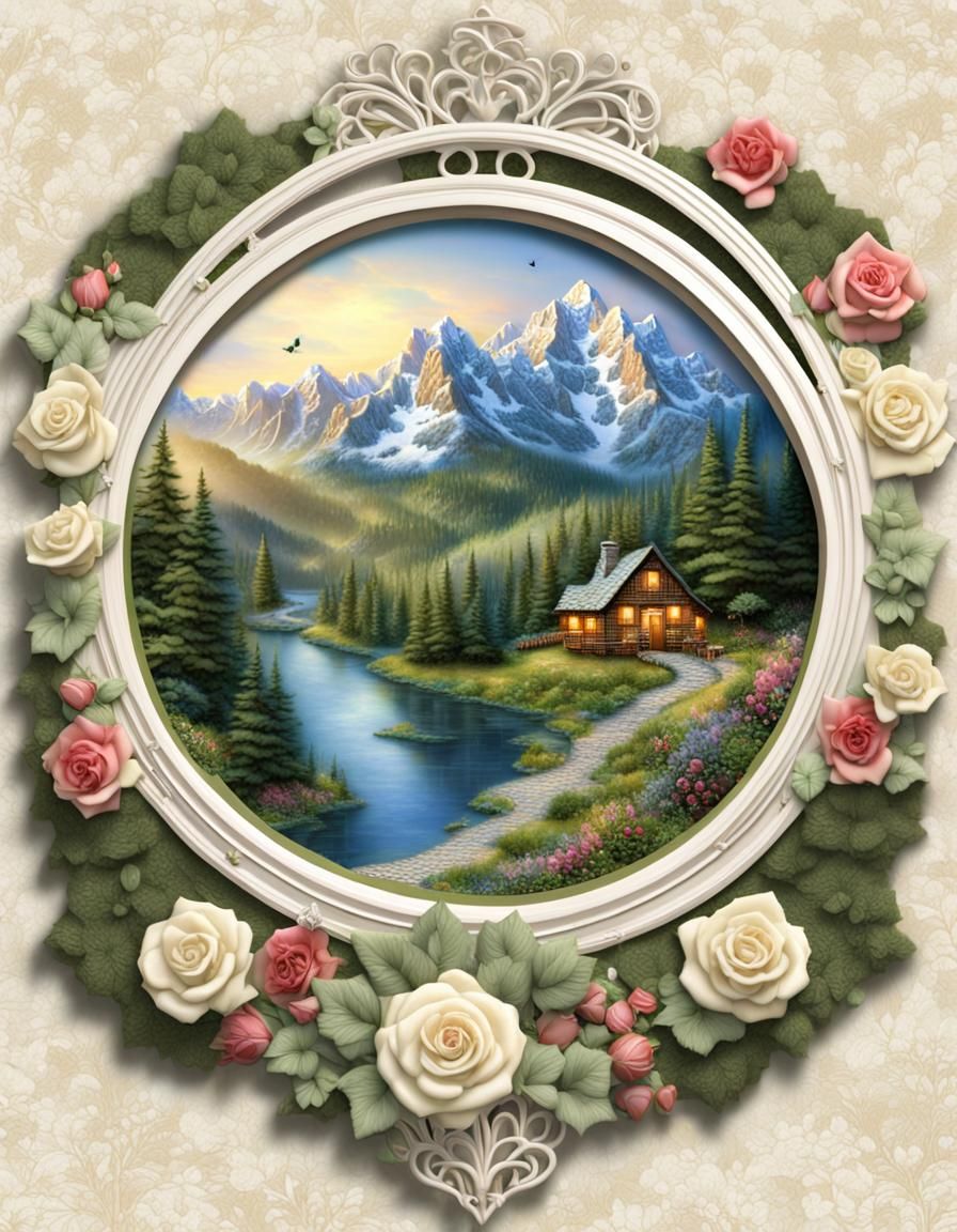 3D Earth GLOBE. trees in 3D a exquisite vintage scrapbook lace page big ...