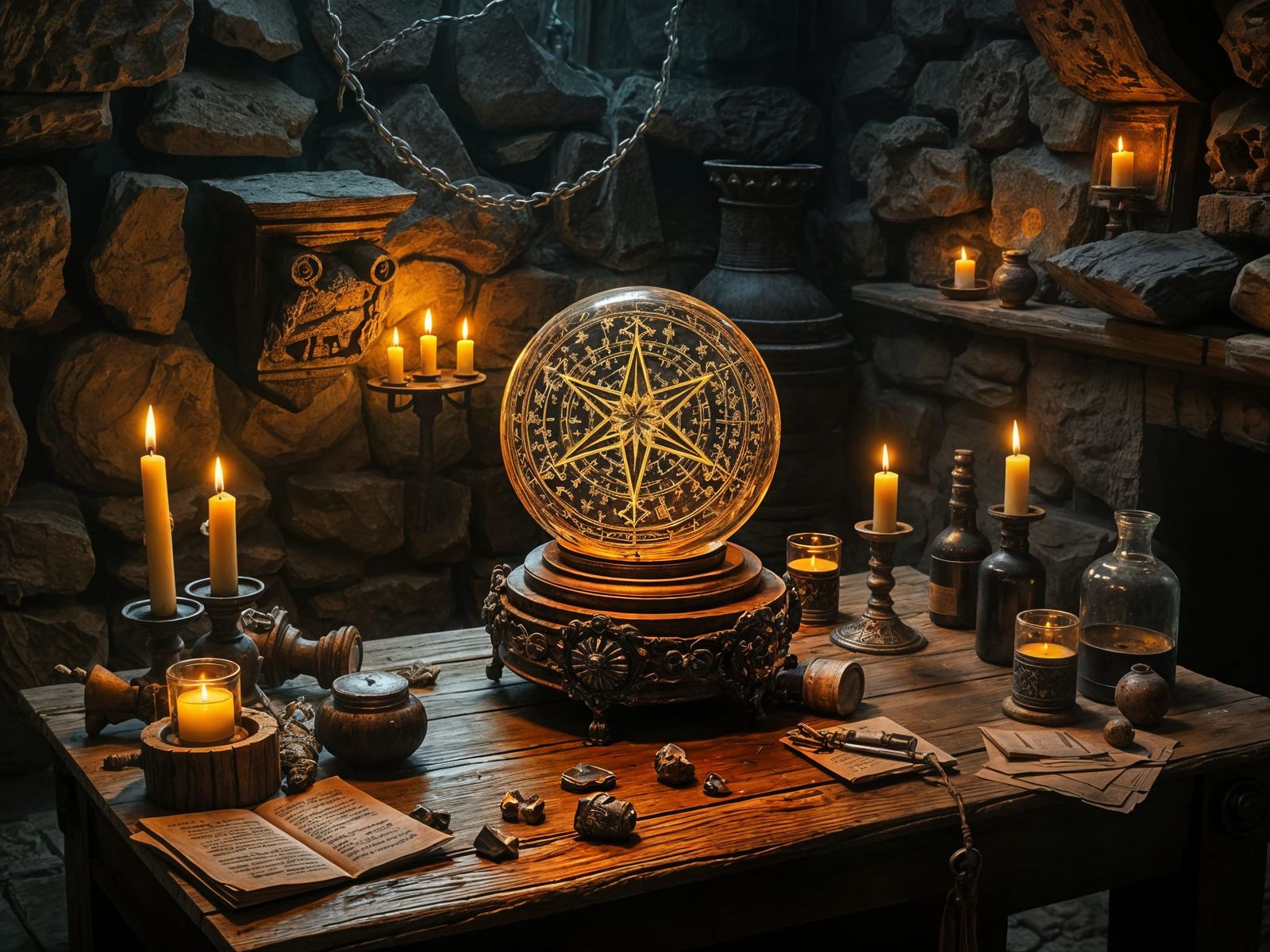 Wizard's Workshop - Enchanted Alchemy Chamber in Mystical St...