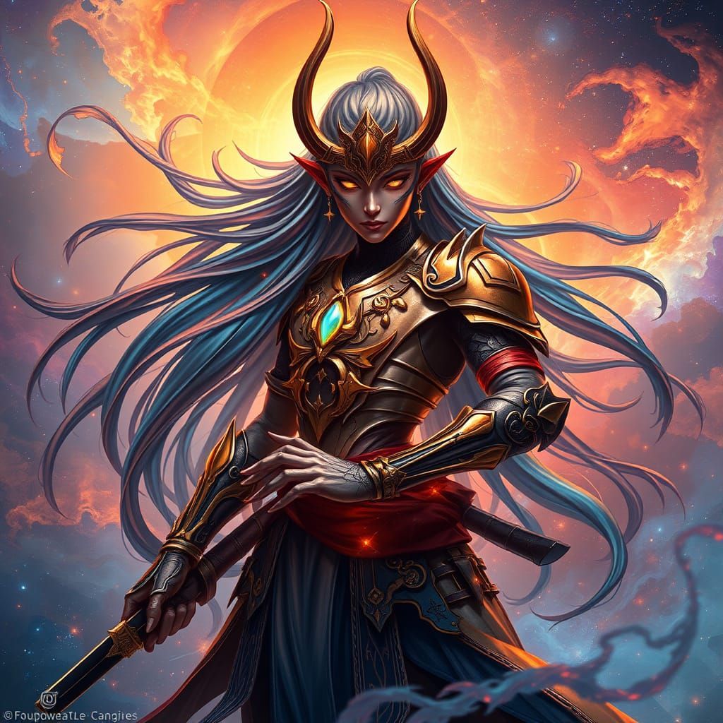 Mystical Drow Elf Samurai Radiates Balance Amidst ... - AI Art