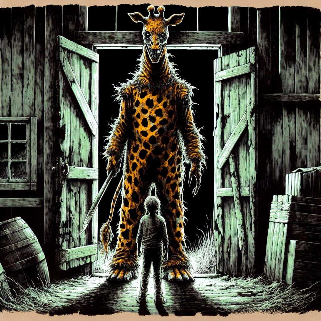 Garvy the Giraffe comes to visit - AI Generated Artwork - NightCafe Creator