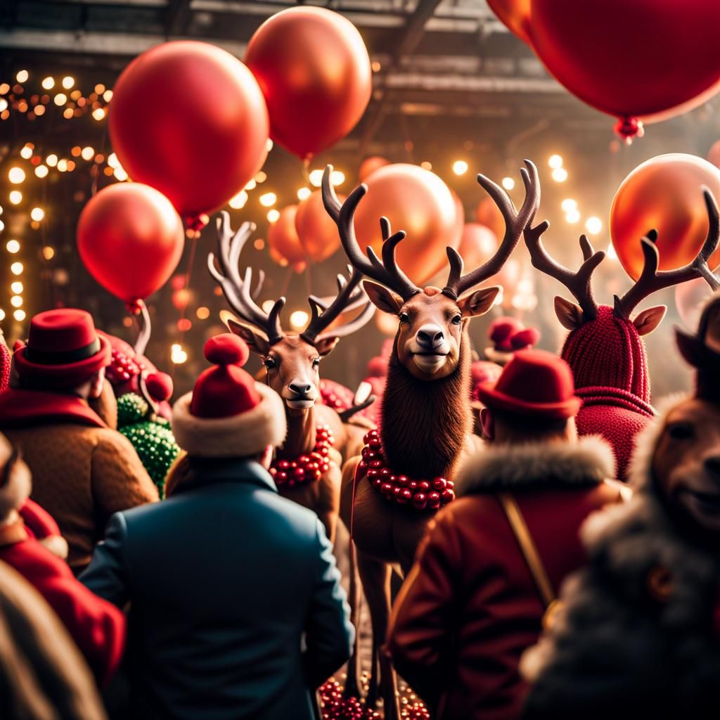 Reindeers in a Christmas Party v12 - AI Generated Artwork - NightCafe ...