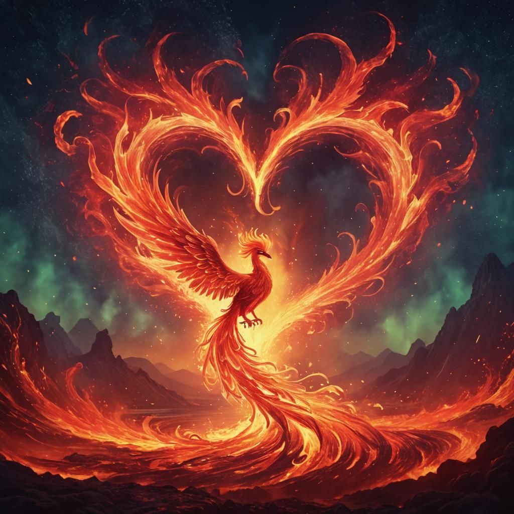 Pheonix flame heart - AI Generated Artwork - NightCafe Creator