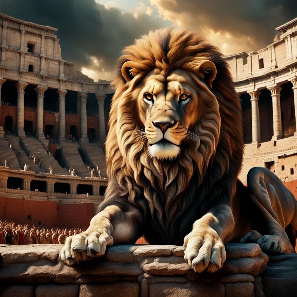 A Large Lion In A Roman Arena Epic cinematic brilliant stunning ...