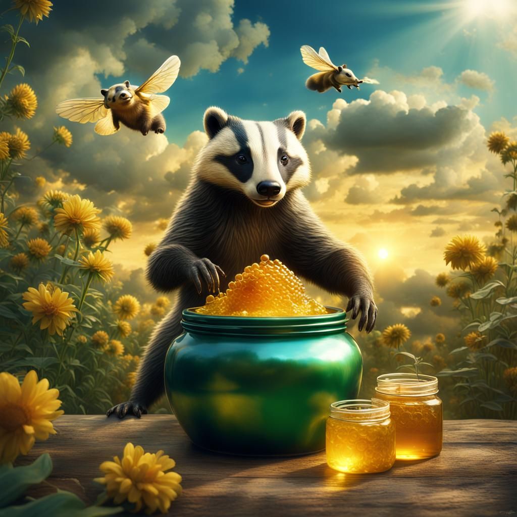 Badger stealing honey - AI Generated Artwork - NightCafe Creator