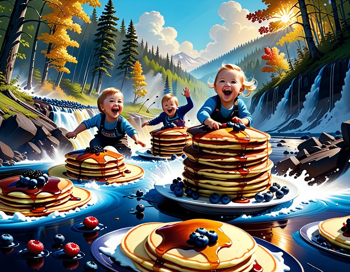 Shooting the rapids on the syrup river! 🥞🫐🌊 - AI Generated Artwork ...