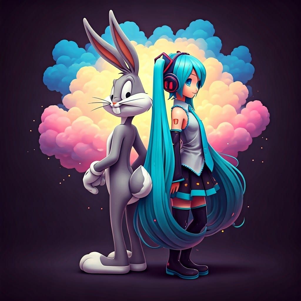 bugs bunny x miku - Bugs Bunny and Hatsune Miku in Vibrant D...