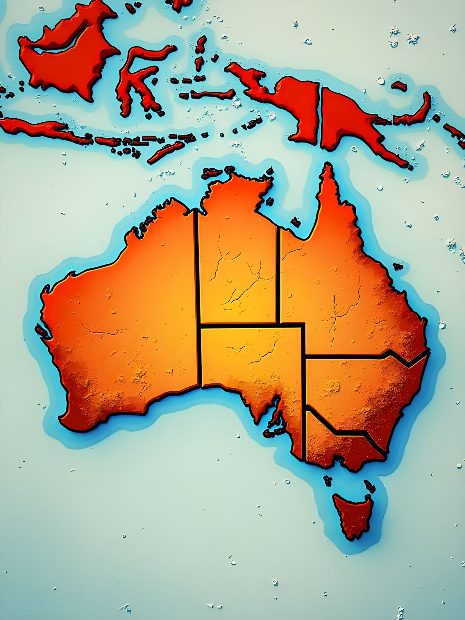Map of Australia, pop art - Vibrant Australia Map in Pop Ar...