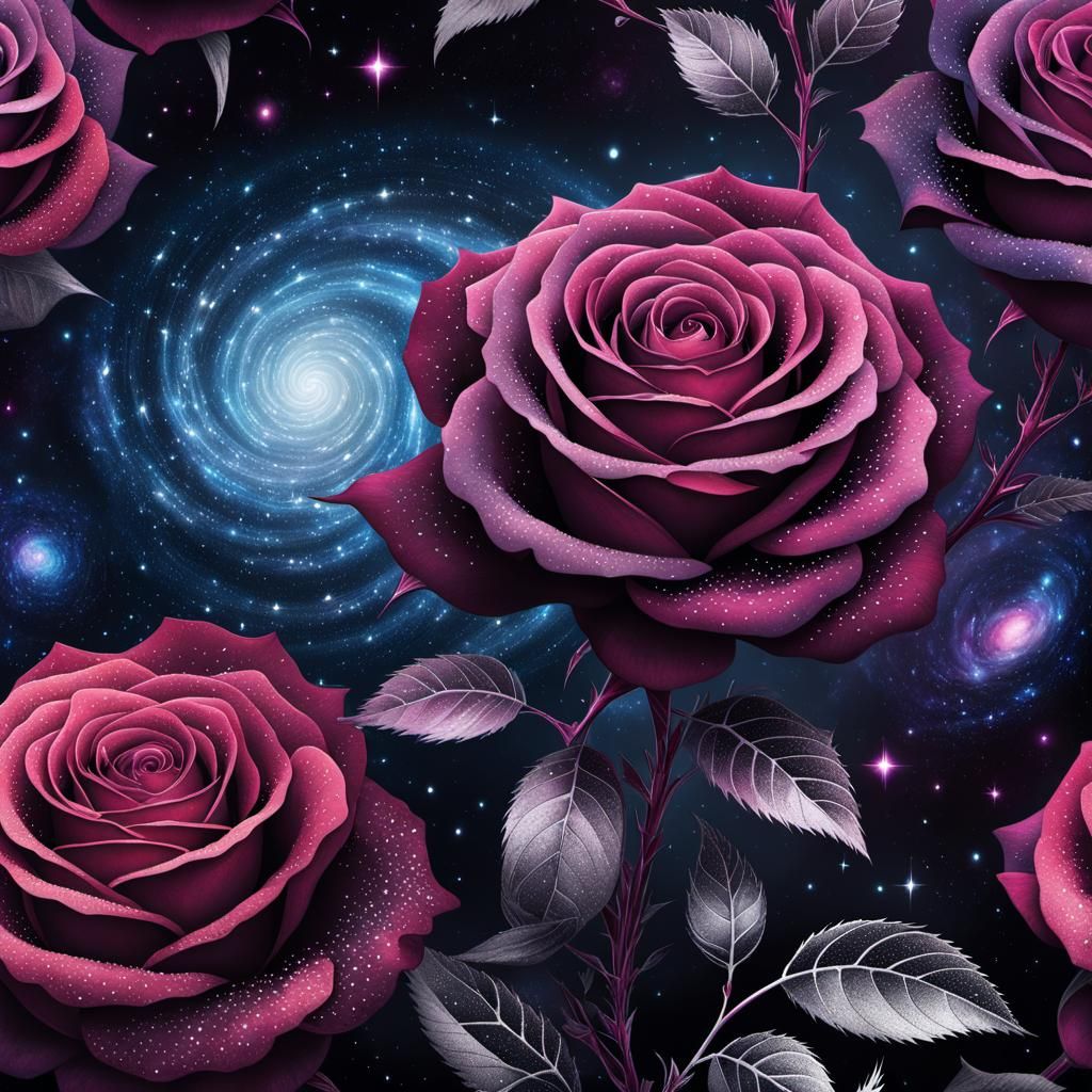Dark Galaxy Roses - AI Generated Artwork - NightCafe Creator