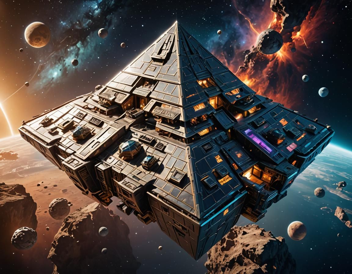 Pyramid Explorer Spaceship - AI Generated Artwork - NightCafe Creator