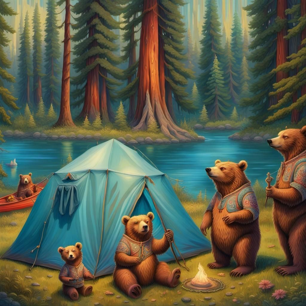 Camping Trip for Bears - AI Generated Artwork - NightCafe Creator