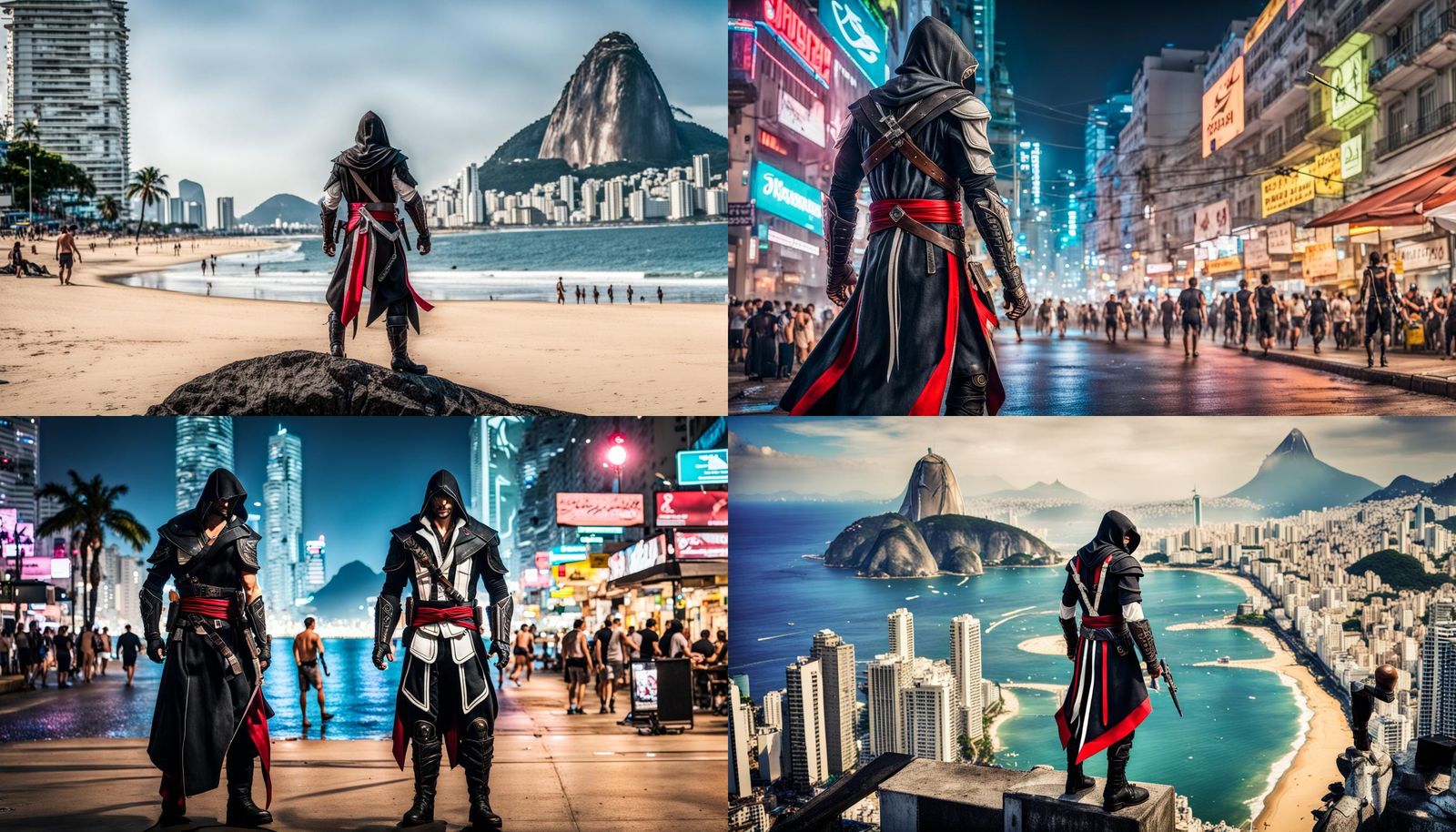 Ezio Auditore Cyberpunk in Copacabana, Rio de Janeiro - AI Generated ...