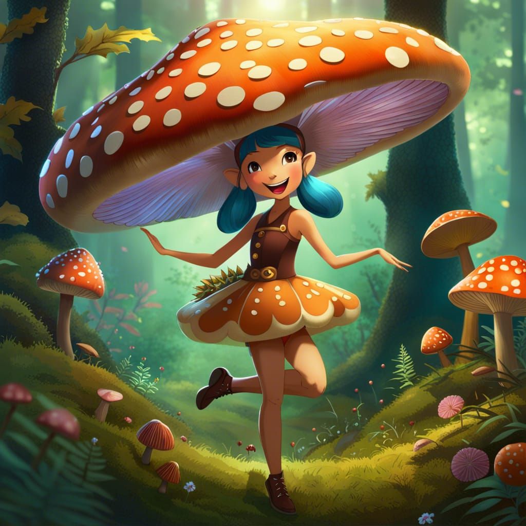 Pixie dances, with mushrooms dance together in forest clearing :: fun :: quirky :: fantasycore ...