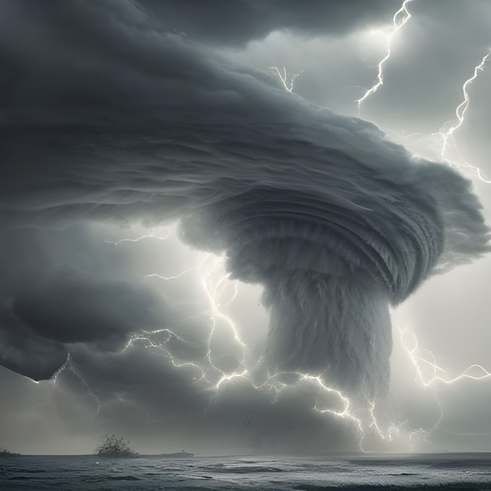 Two storm clouds swirling together causing a tornado - AI Generated ...