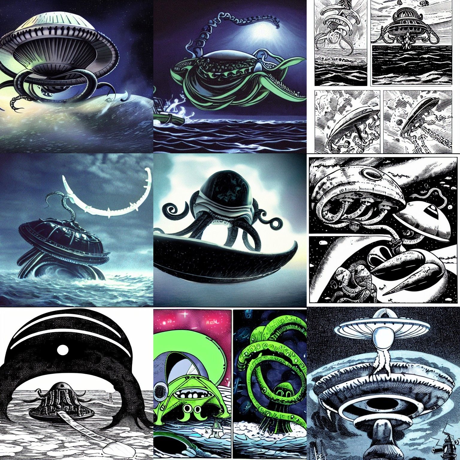 The Kraken versus an Alien UFO Spaceship - AI Generated Artwork ...