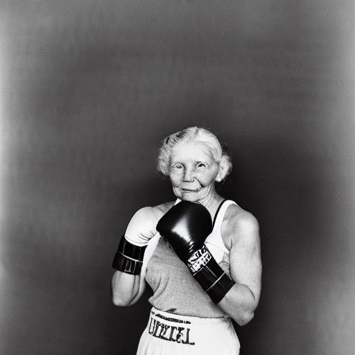 photography of an old lady boxing champion in the 1930's 8k Nikon DSLR ...