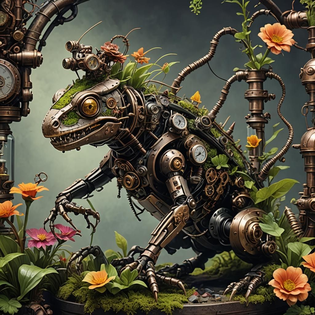 steampunk cyborg lizard - AI Generated Artwork - NightCafe Creator
