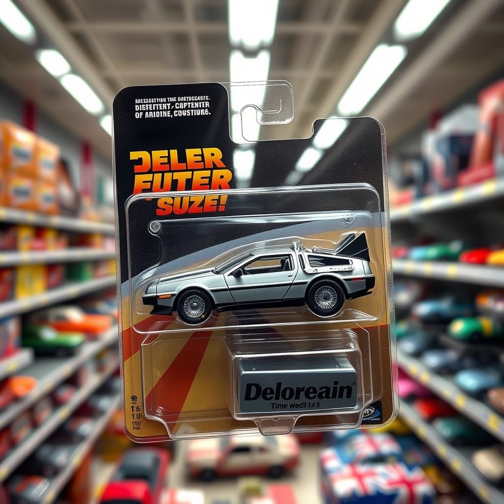A 1:64 Scale Diecast DeLorean Time Machine In A Blister Pack