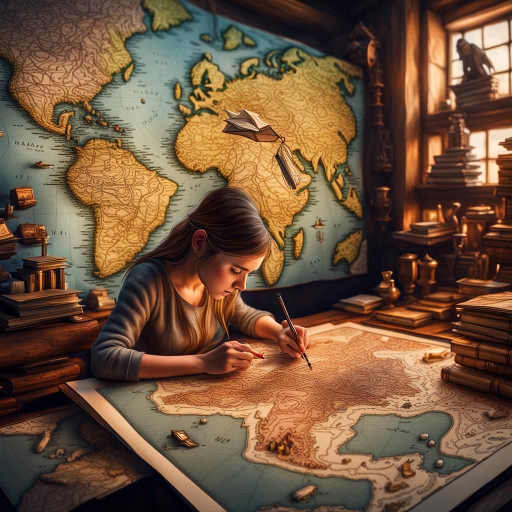 Map Girl (2) - AI Generated Artwork - NightCafe Creator