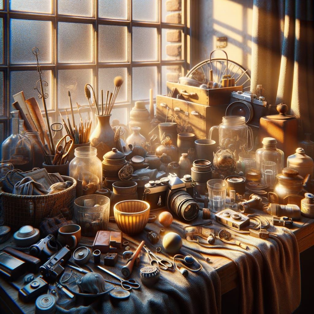A collection of everyday objects showing signs of use and age - AI ...