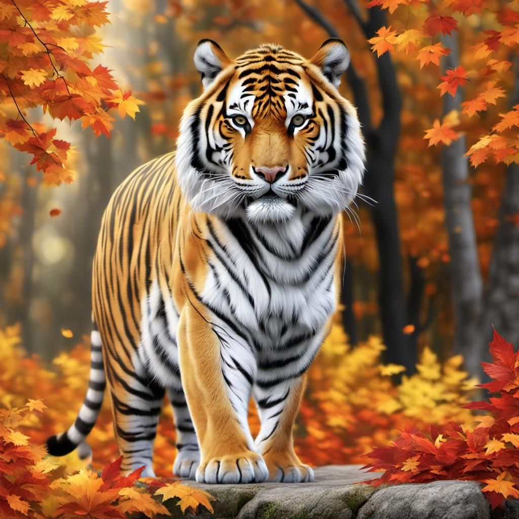 A tiger in fall #1 - AI Generated Artwork - NightCafe Creator