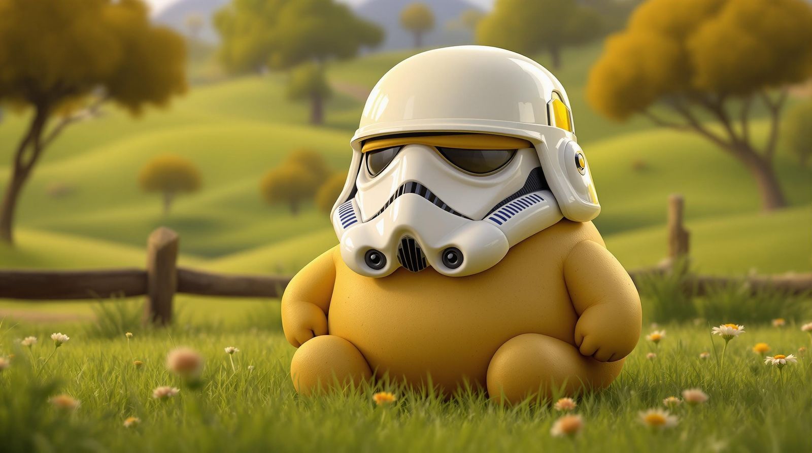 Spudtrooper - Chubby Cartoon Potato Stormtrooper in Farm Set...