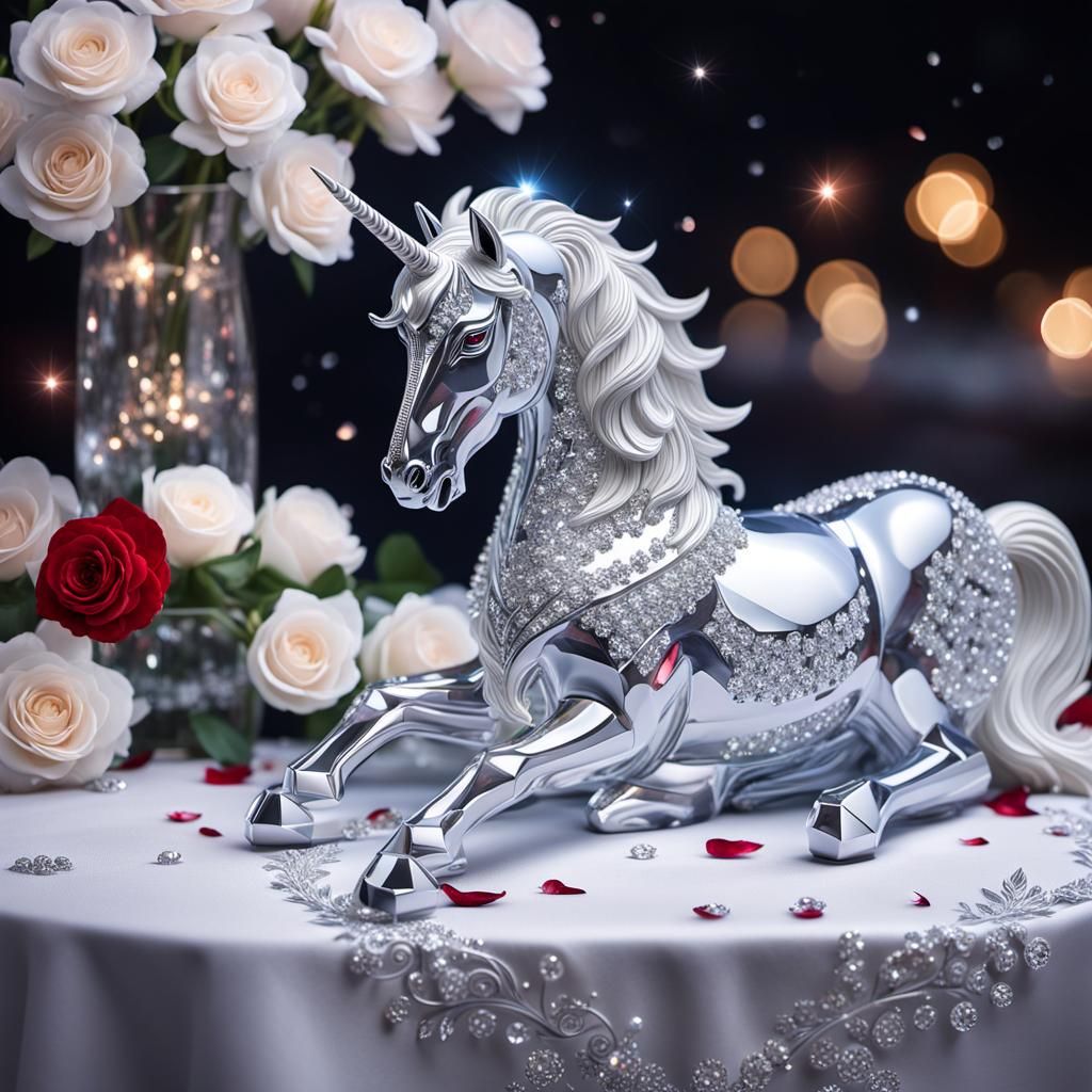 Diamond unicorn sculpture - AI Generated Artwork - NightCafe Creator