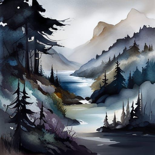 Create dark, moody watercolor art by using deep hues like Black and ...