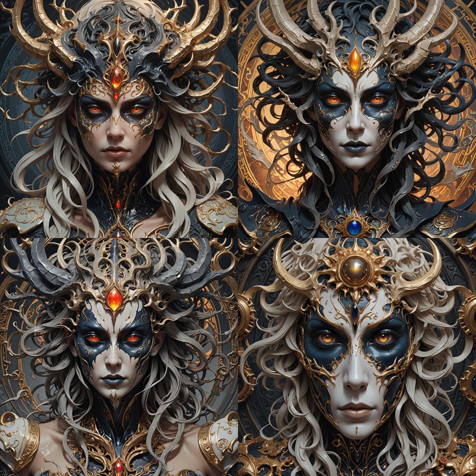 Demonic porcelain eldritch obsidian midnight sun mask - AI Generated ...