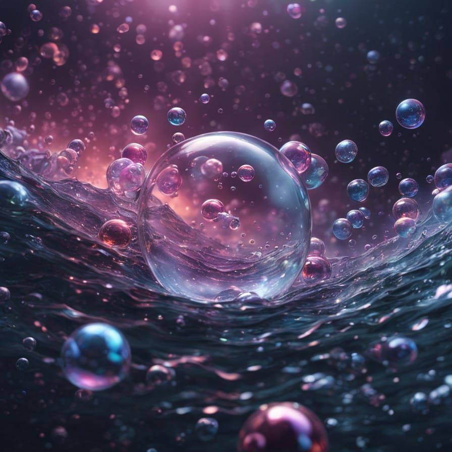 Water Bubbles - Dreamy Bubbles Rising in a Fantastical Deep-...