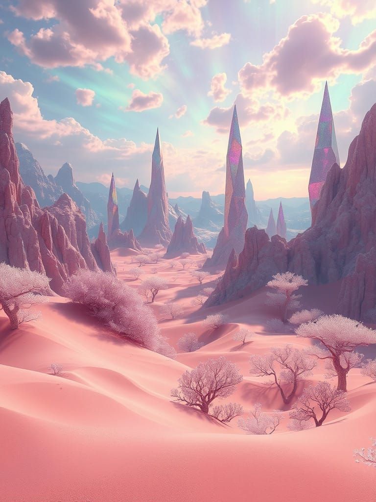 In the Pink gypsum desert - Surreal Gypsum Mountains Shimme...
