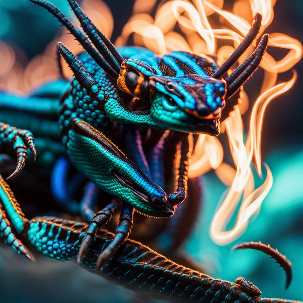 Neon angry lizard bloke - AI Generated Artwork - NightCafe Creator