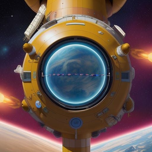 the simpsons looking at a futuristic multi ship docking port in outer ...