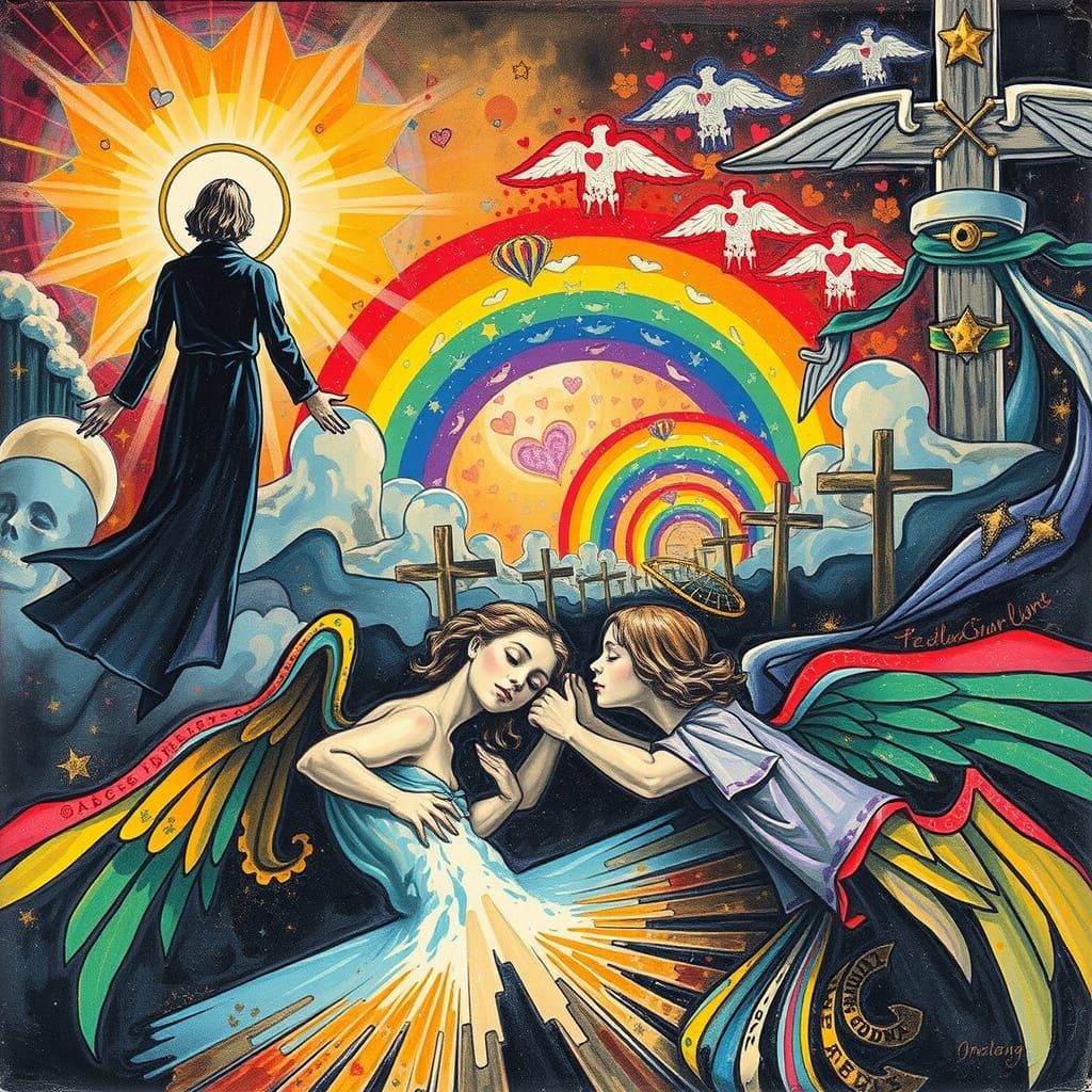 Punk Faith Kids Crayon drawing of punk goth angels , surreal child's ...