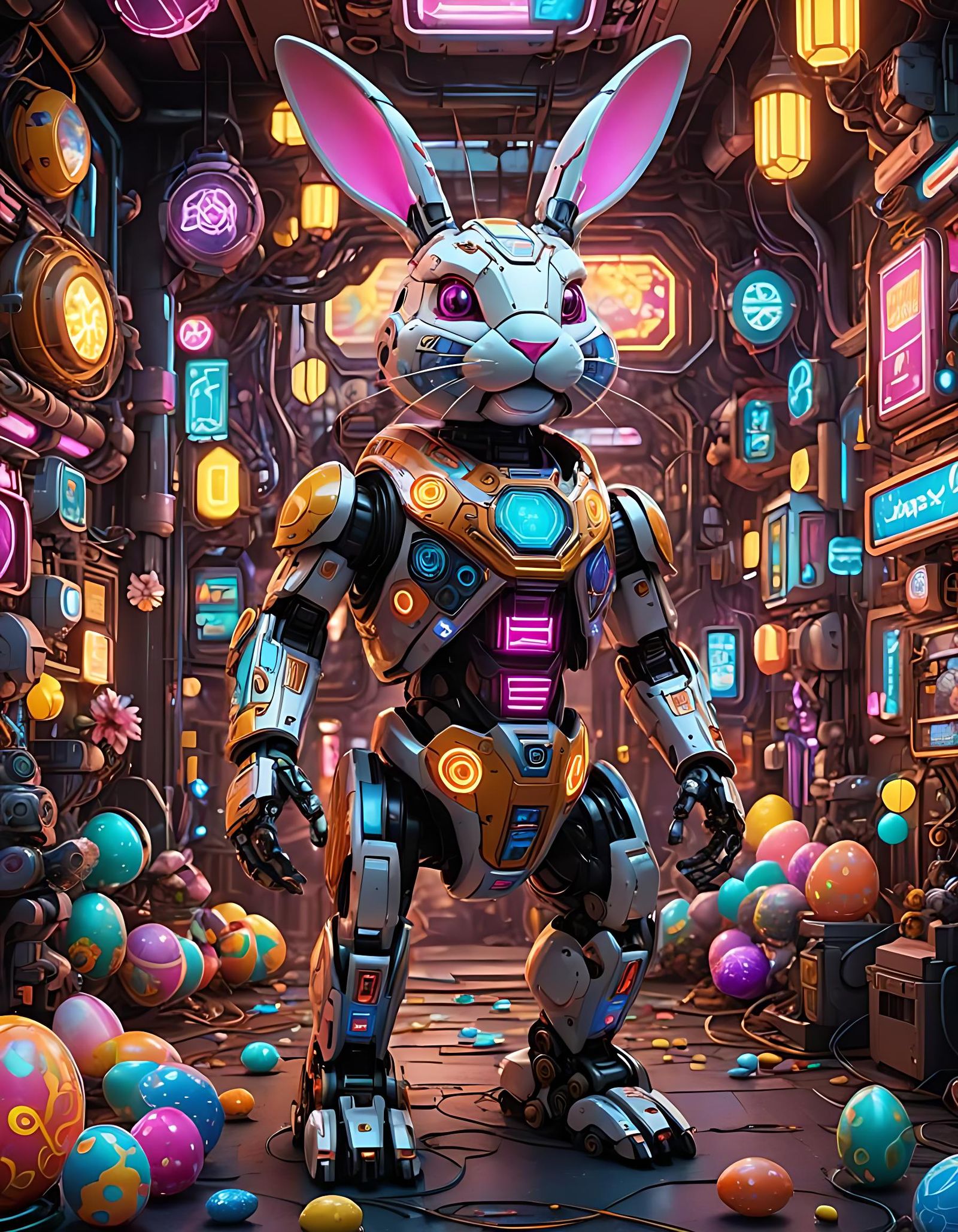 Robotic Easter Bunny - AI Generated Artwork - NightCafe Creator