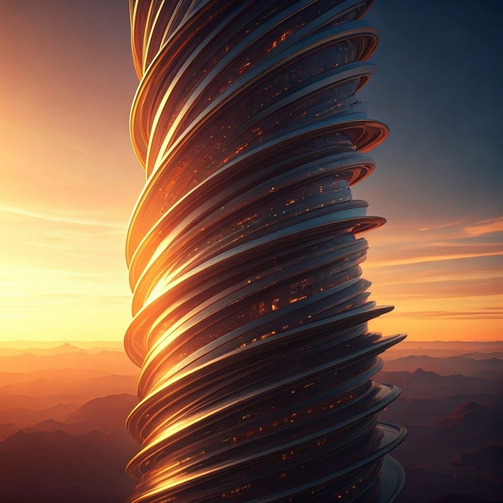 Solarpunk Tower in Iridescent Hues, a Masterpiece ... - AI Art